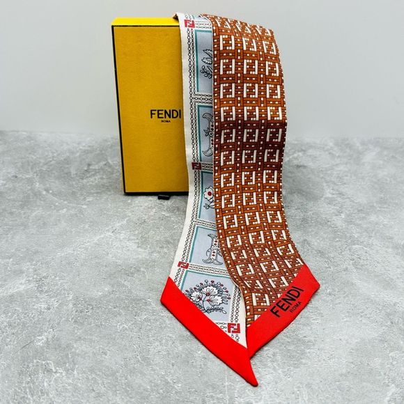 Fendi | Accessories | Fendi Ff Monogram Logo Multicolor Floral Silk ...